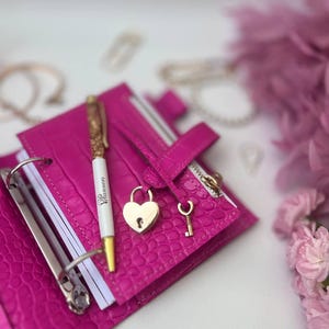 Leather Pink Mini Planner A7 Passportsize, Mini Dated Planner ...