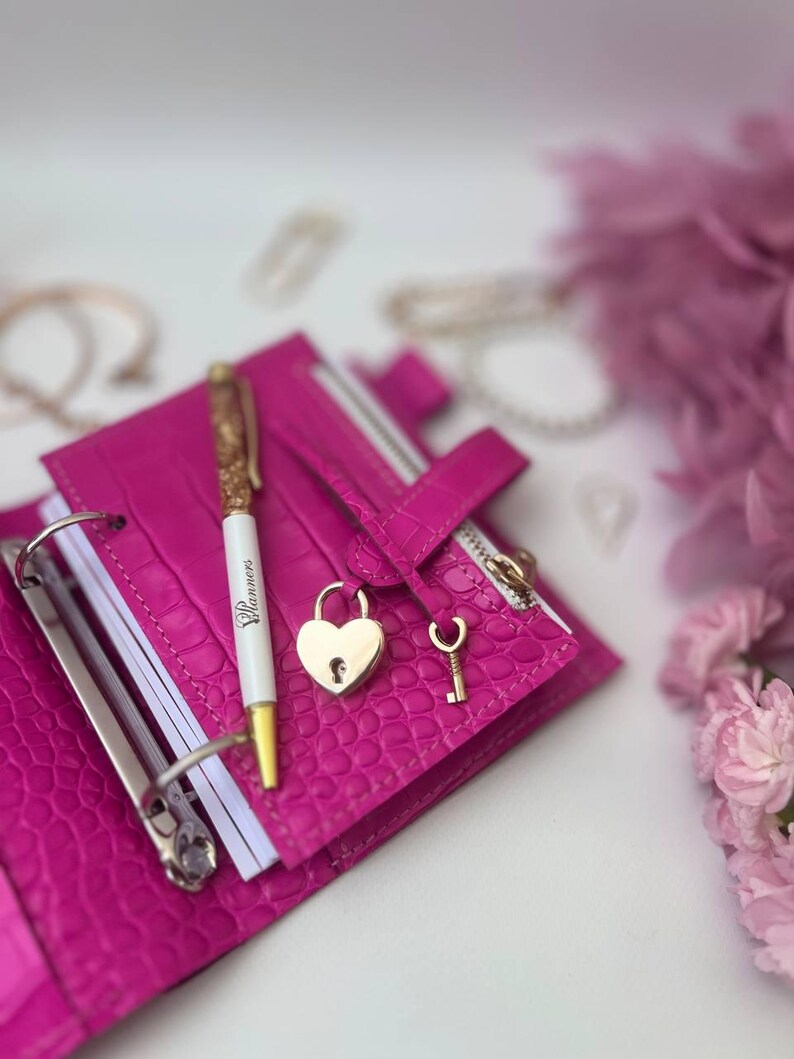 Leather Pink Mini Planner A7 Passportsize, Mini Dated Planner ...