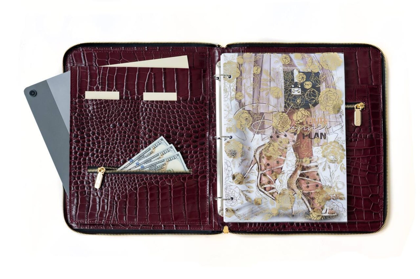 Pink Business Padfolio Leather Writing Folder A4 With Card Holder ...