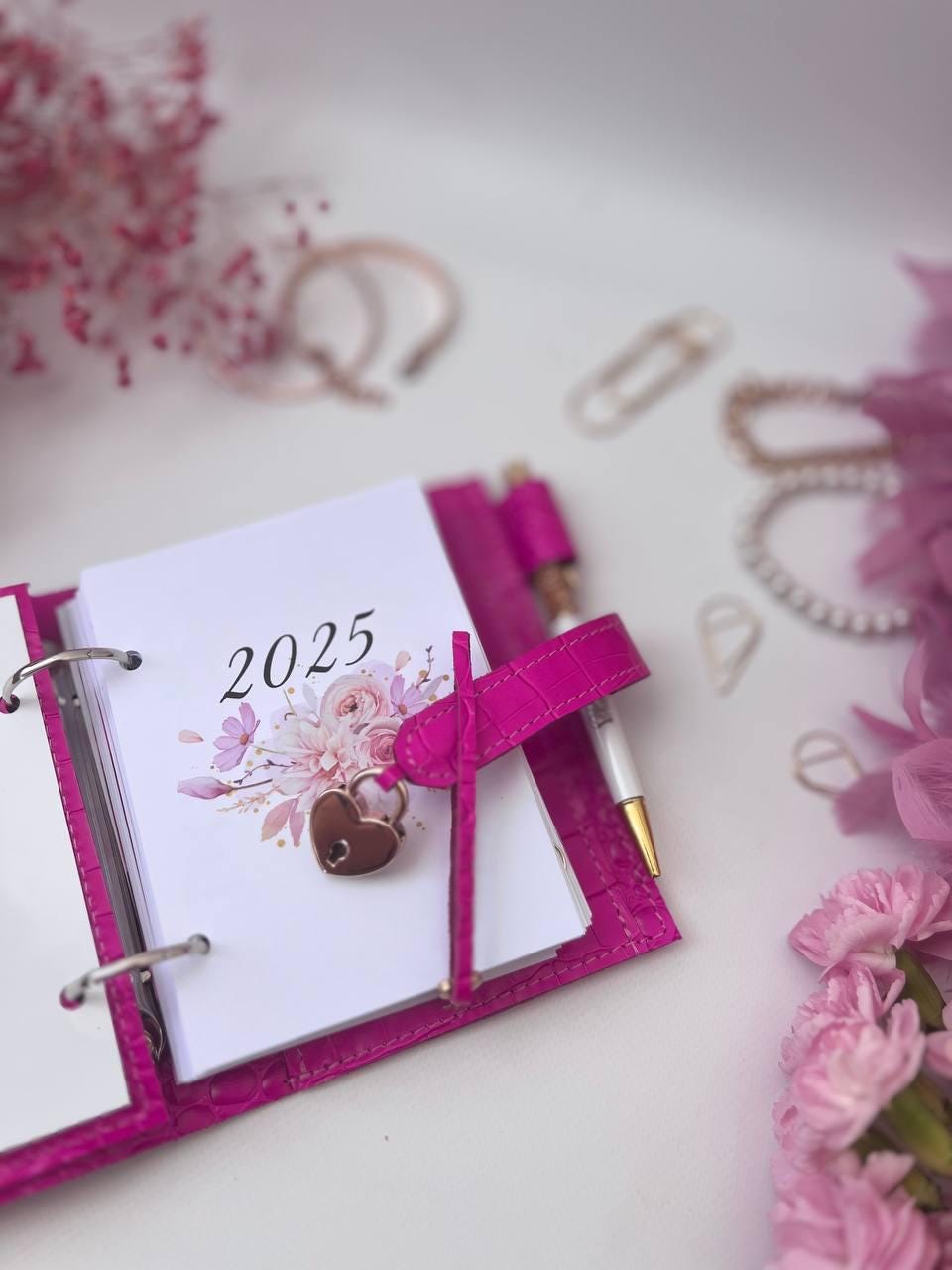 Leather Pink Mini Planner A7 Passportsize, Mini Dated Planner ...