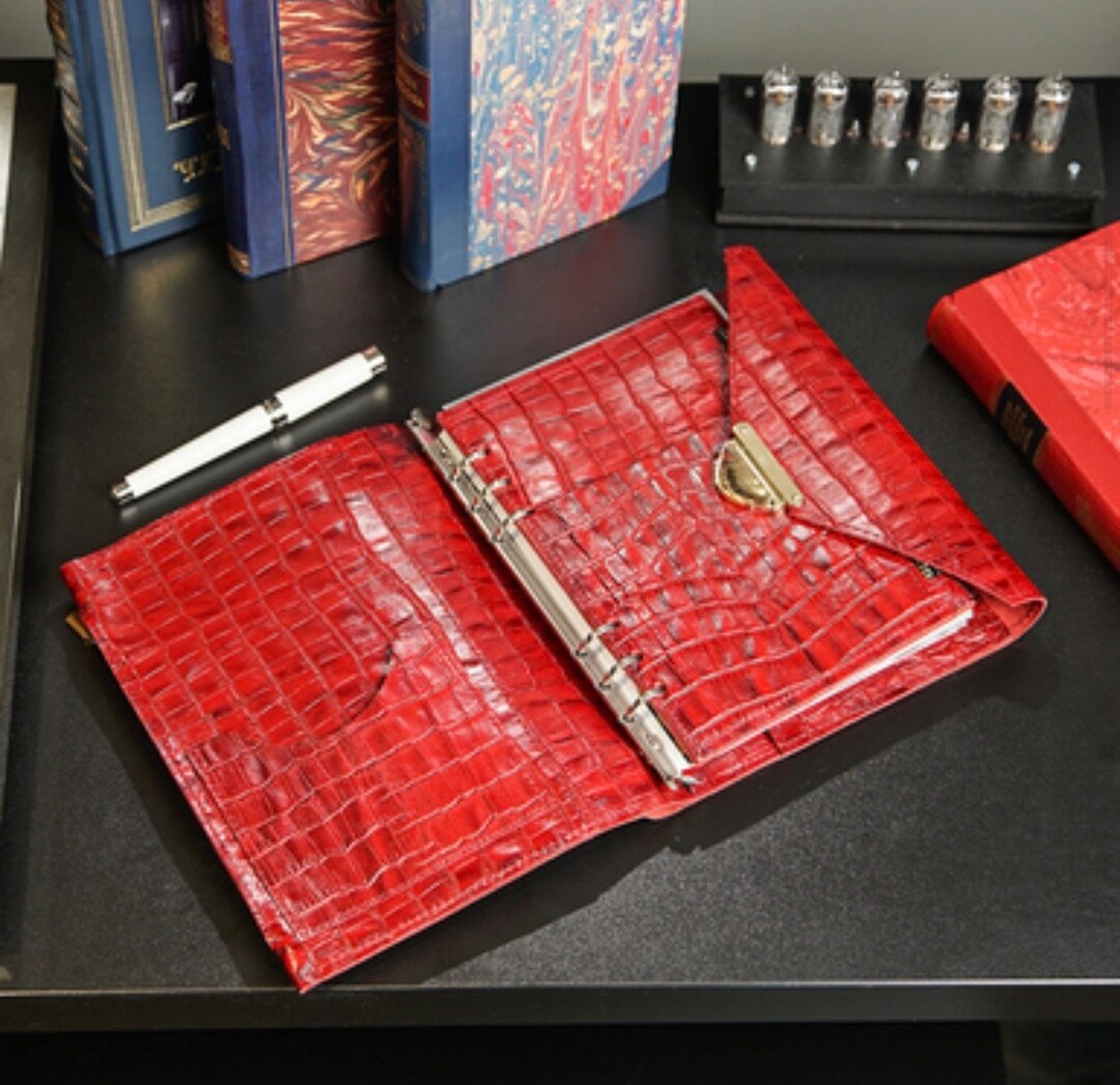 Natural RED Leather Planner A5 Binder 6 Rings, Leather Notebook, Ring ...