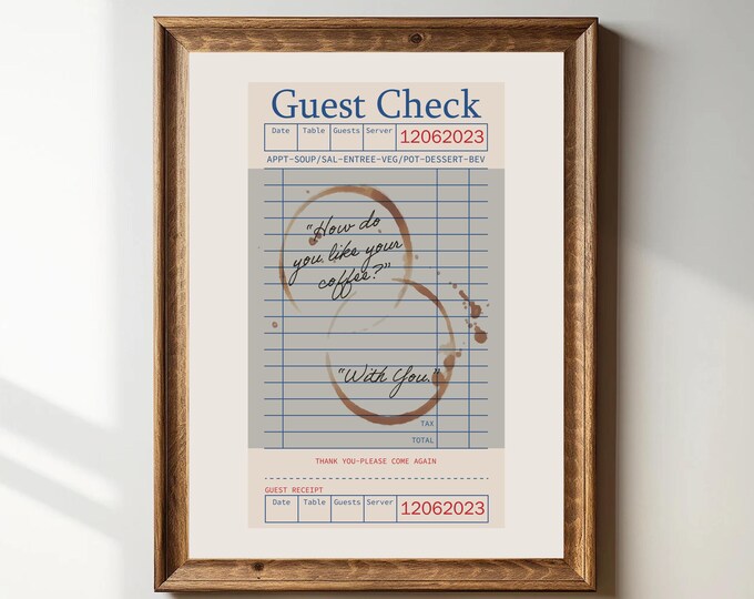 Guest Check "how Do You Like Your Coffee?" Digital Print - Etsy