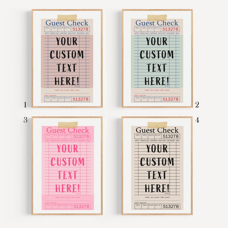 Custom Guest Check Digital Print - Etsy