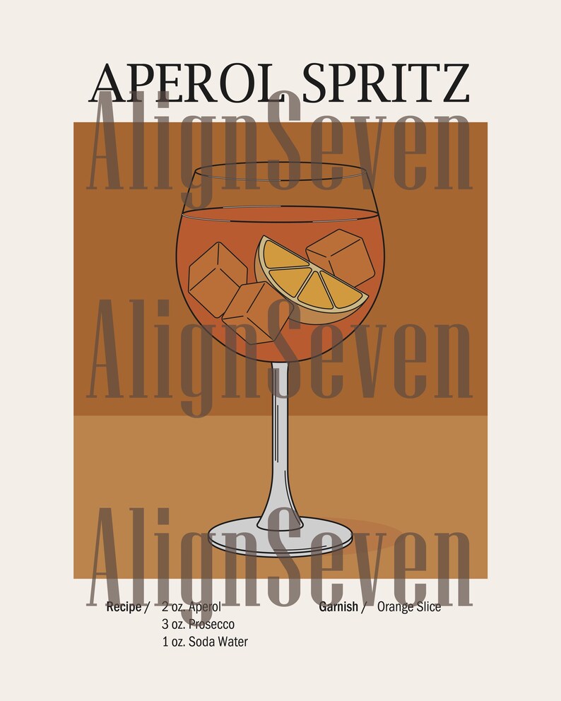 Aperol Spritz Cocktail Recipe Digital Print - Etsy