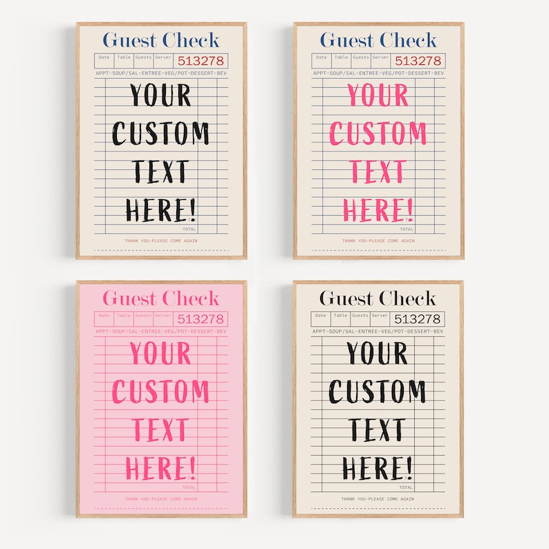 Custom Guest Check Digital Print - Etsy