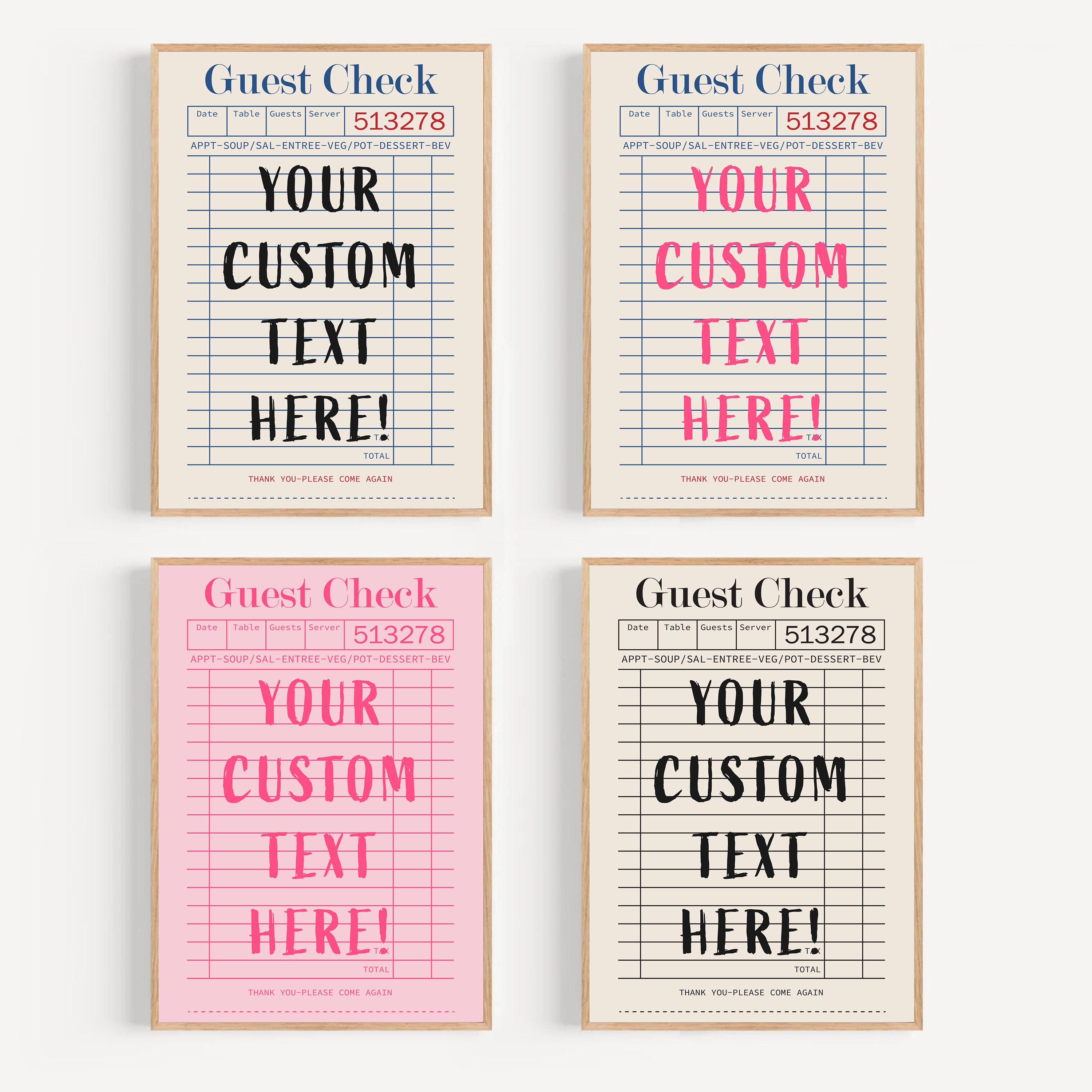 Custom Guest Check Digital Print - Etsy