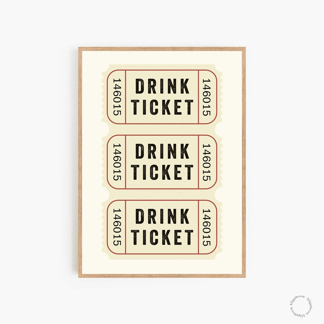 Admit One Drink Ticket Digital Print - Etsy