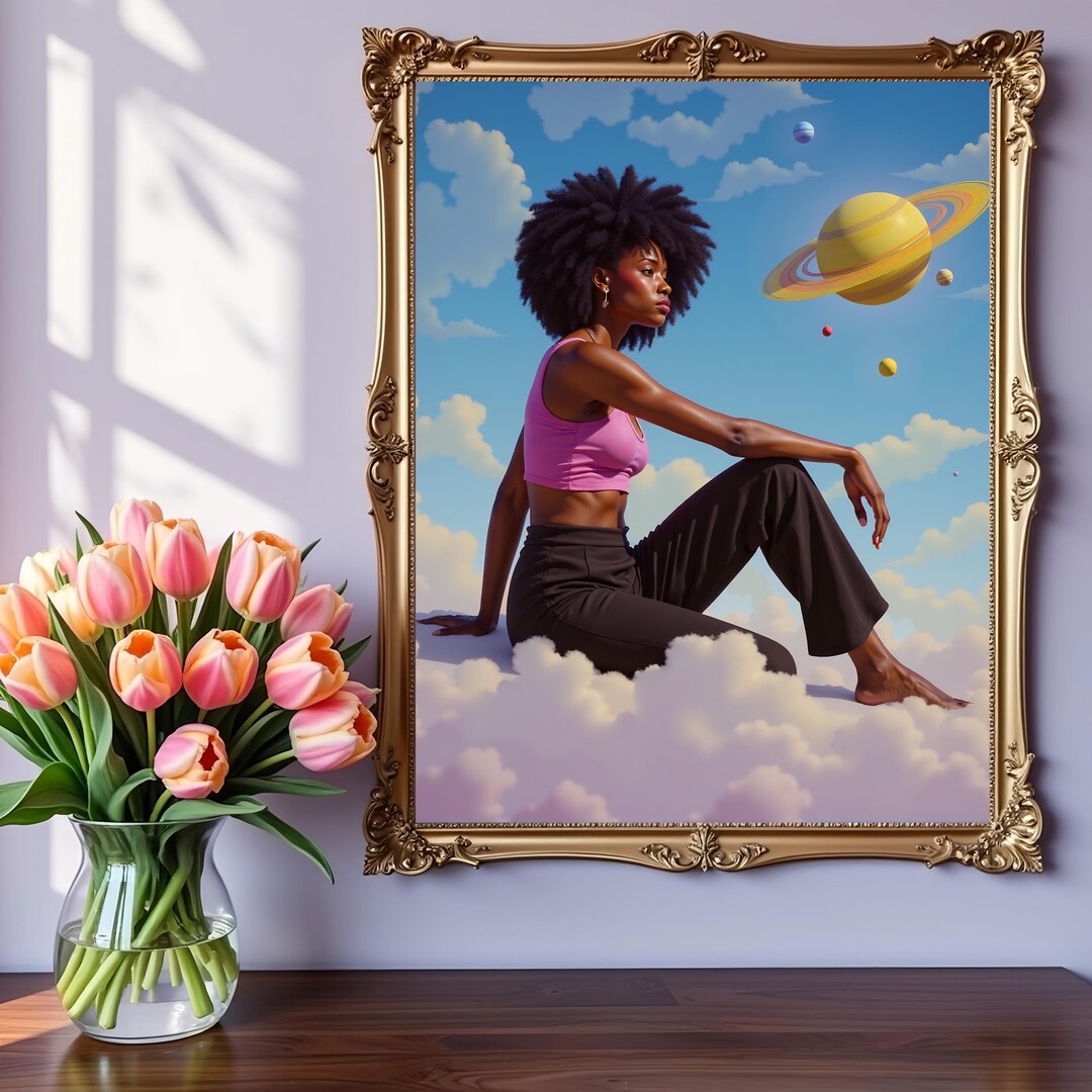 Black Girl Magic Art Print: Afro Goddess on Clouds (digital Download ...