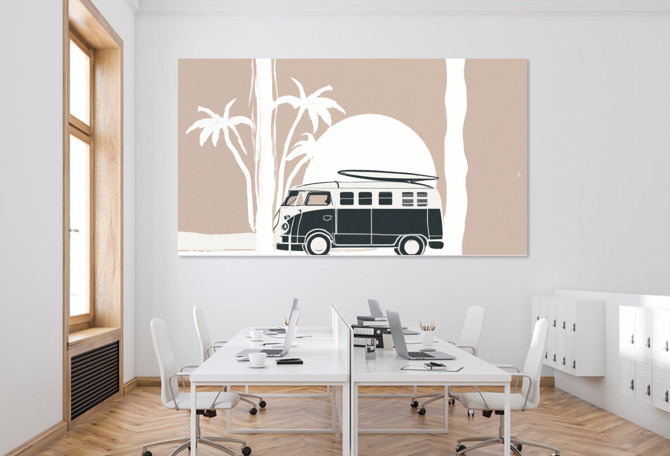 VW Bus Vintage Palm Trees Beach Art Print Printable Wall Art Instant ...