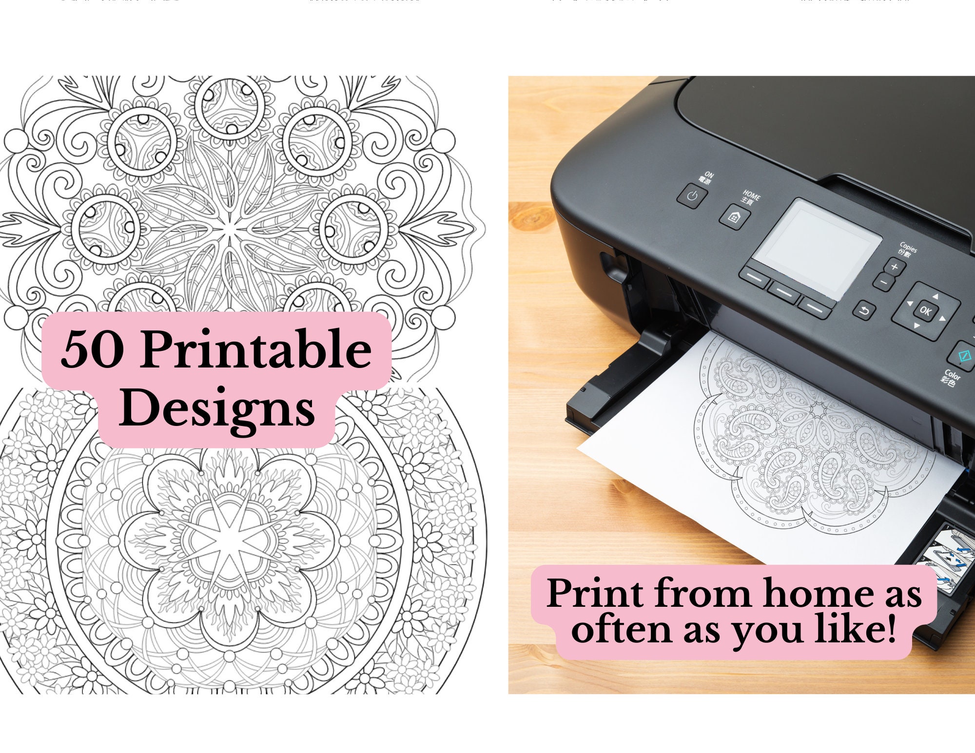 Mandala Coloring Pages: 50 Amazing Patterns Adult Coloring Book - Etsy