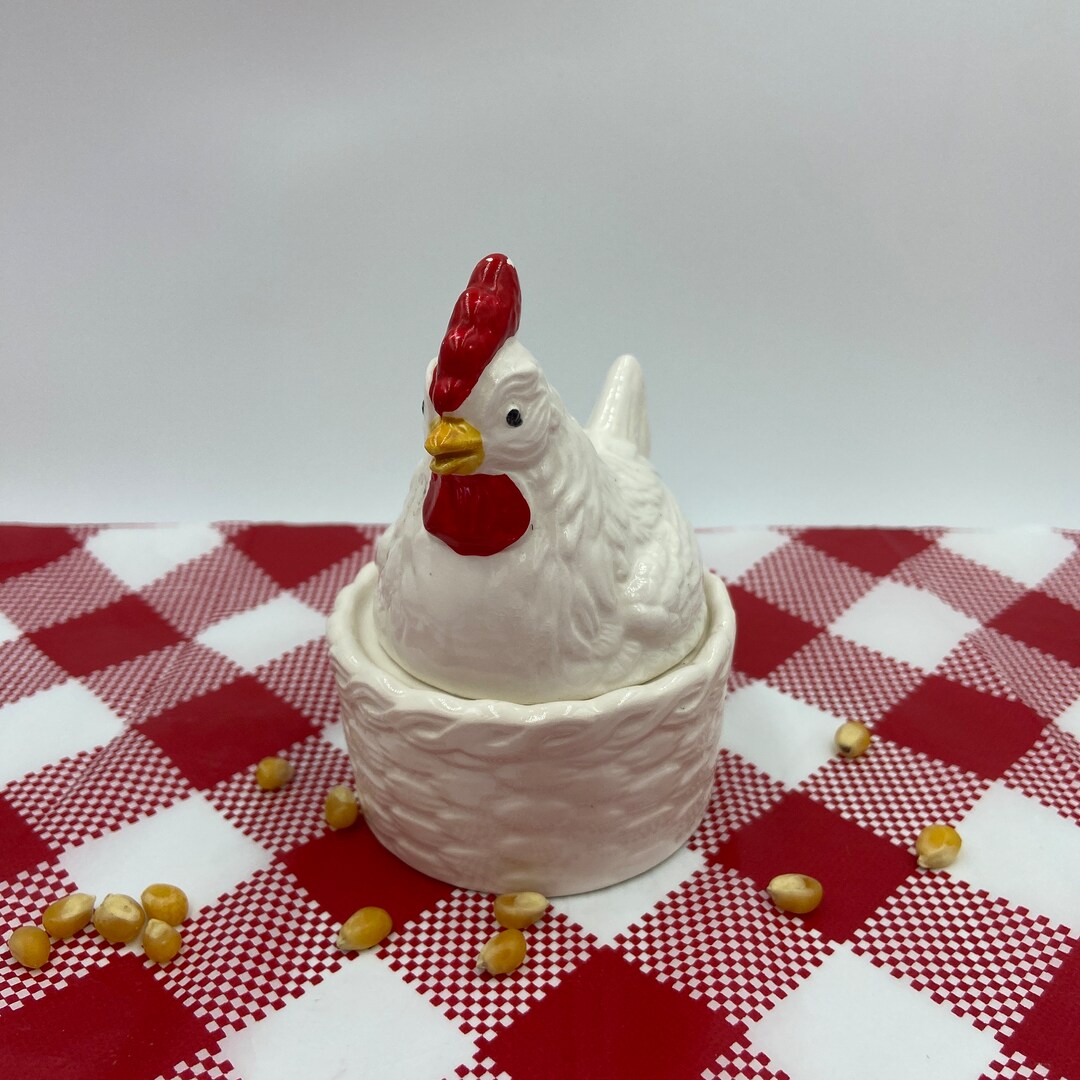 Vintage Ceramic White Hen on Nest Salt & Pepper Shaker - Etsy