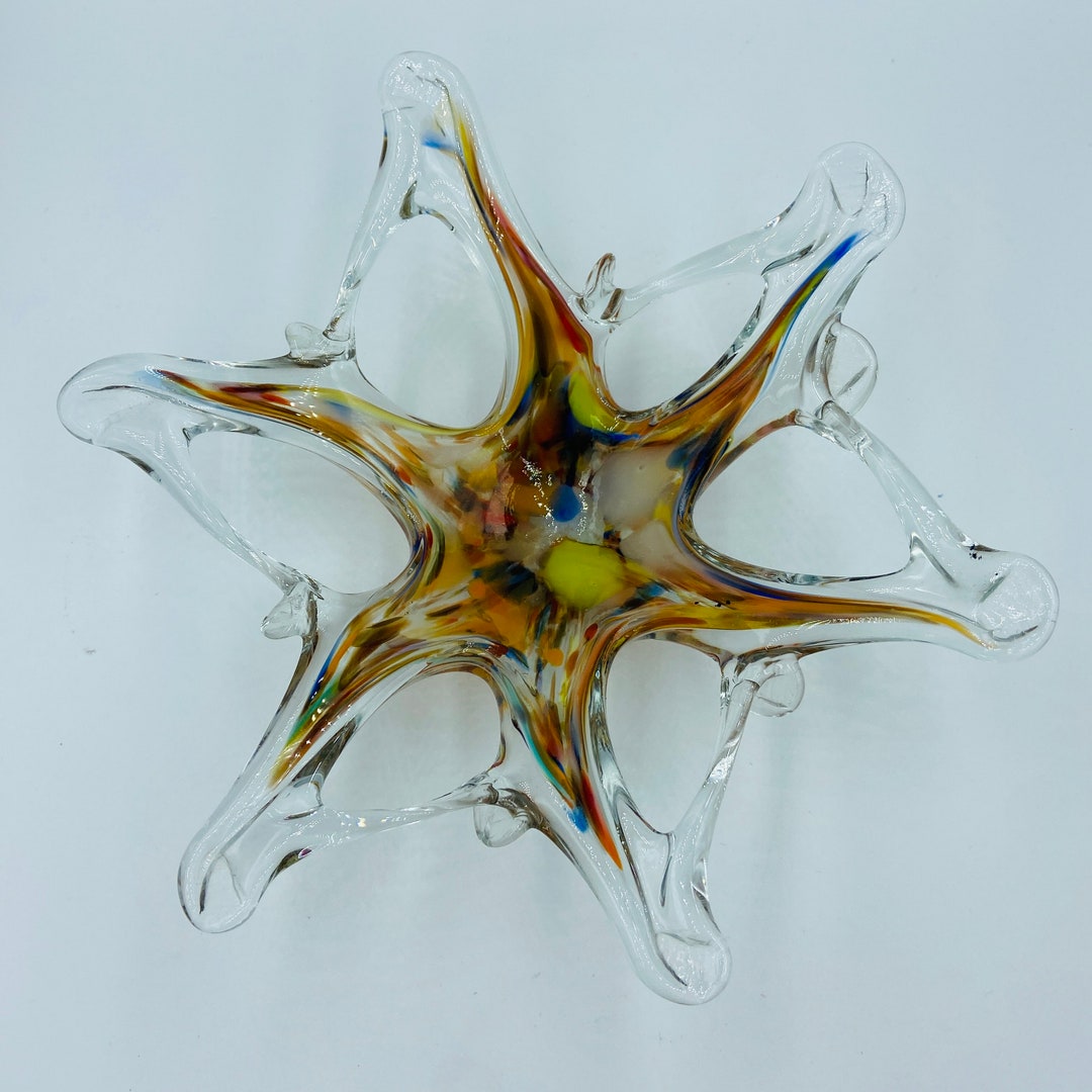 Art Glass Bowl Dish Starfish Rainbow Multicolored - Etsy
