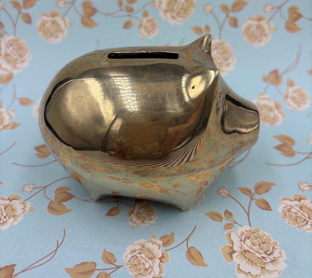Small Piggy Bank / Savings Bank | Pig Design | Vintage Solid Brass ...