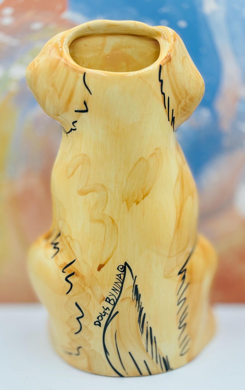 Golden Retriever Puppy Dog Ceramic Vase Dogs by Nina Lyman - Etsy