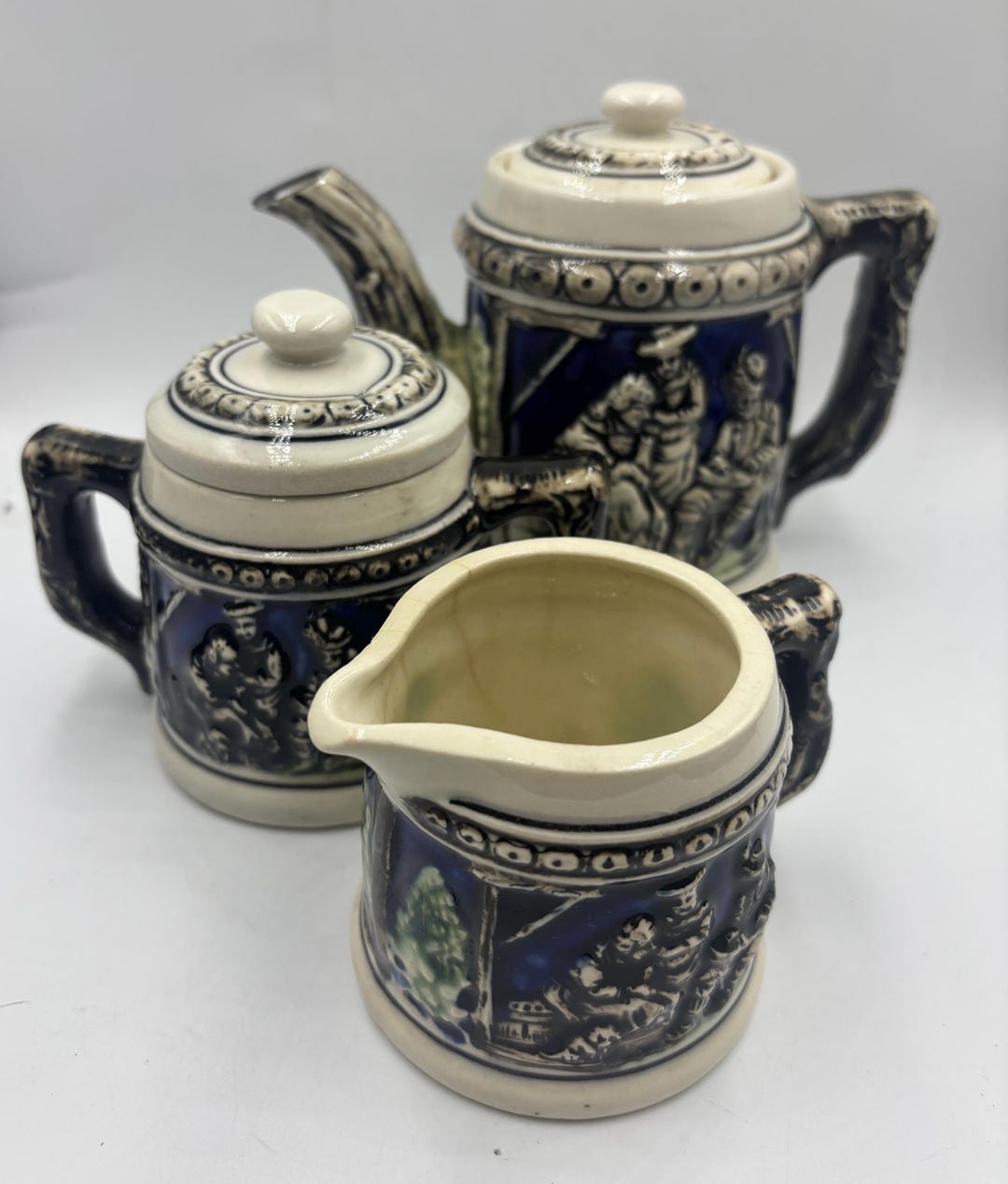Antique Shafford Teapot, Sugar Bowl, and Creamer Set - Etsy