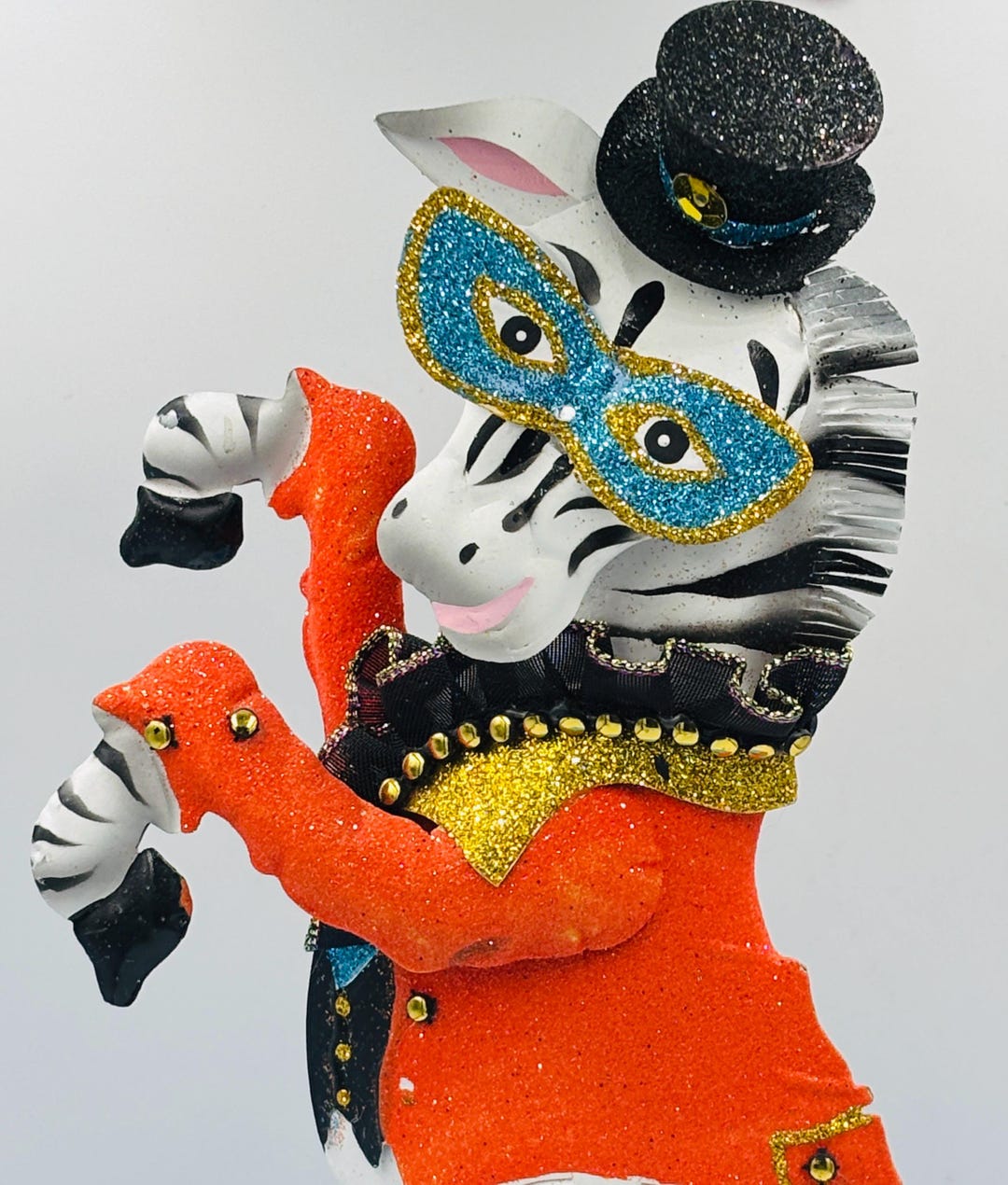 Pier 1 Circus Zebra Unicycle Mask Metal Mardis Gras Figurine Retired 12 ...