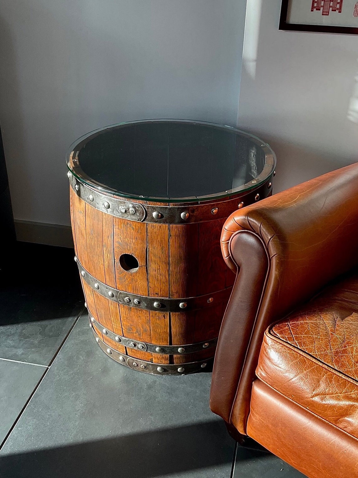 Bespoke Oak Whiskey Barrel Side Table - Etsy