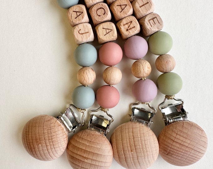 Personalized Pacifier Clip With Baby Namepersoanlized Babyshower Giftpastel Babygirl Binky ...