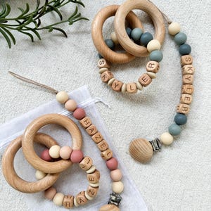 Custom Baby Shower Gift |customized Pacifier Clip and Rattle Set ...