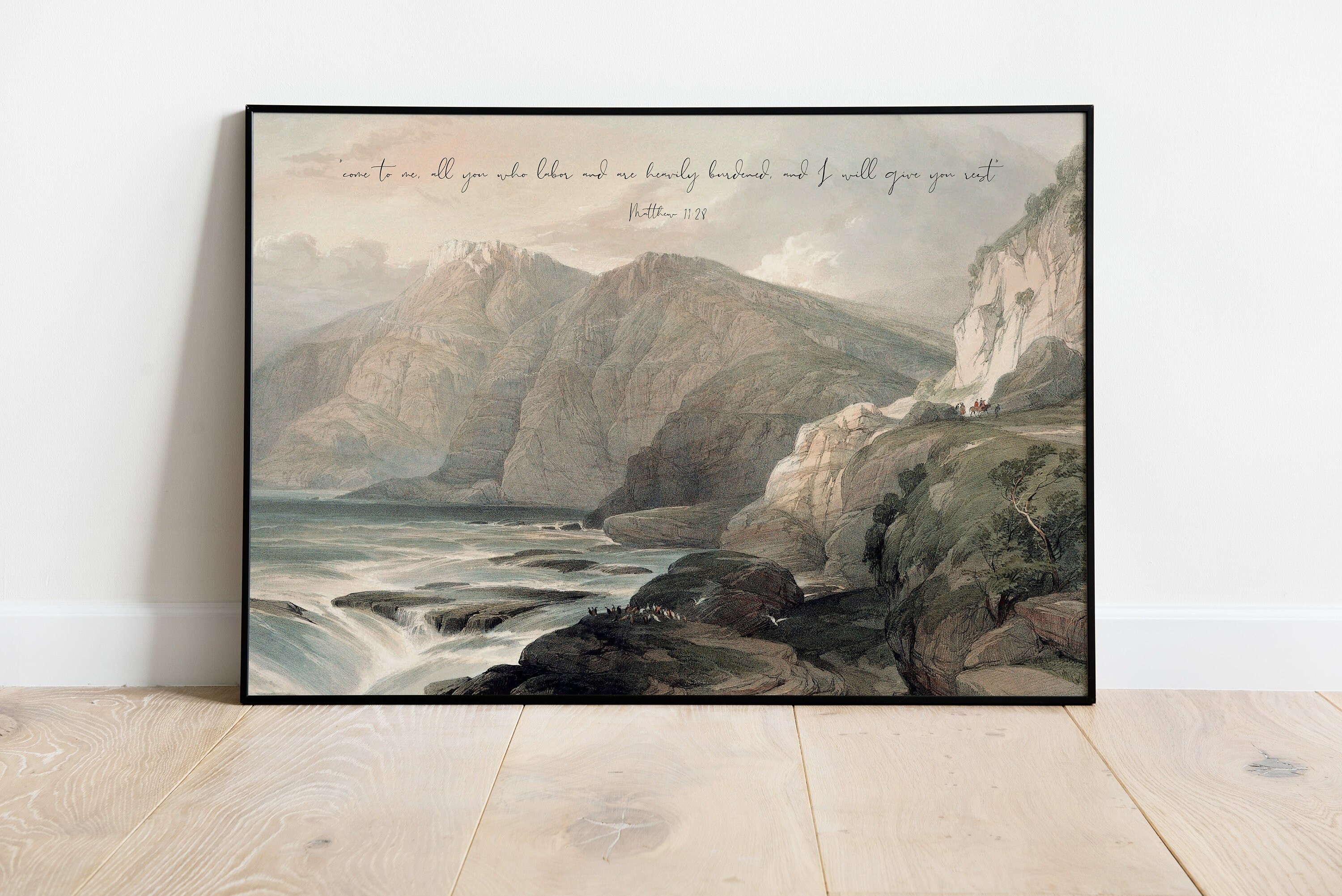 PRINTABLE Bible Verse Wall Art Matthew 11:28 Vintage Scripture Wall Art ...