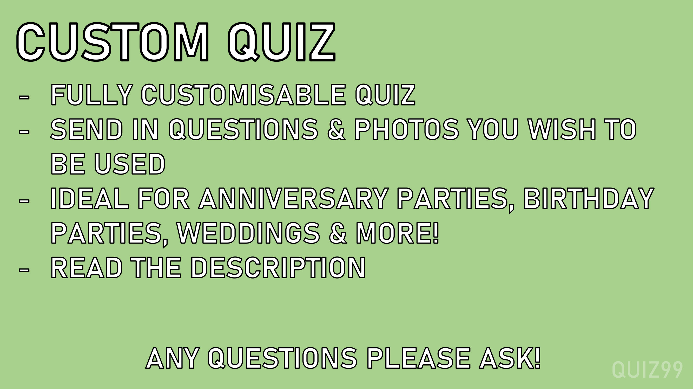 Custom Trivia Powerpoint Quiz - Birthday - Wedding - Party - Games ...