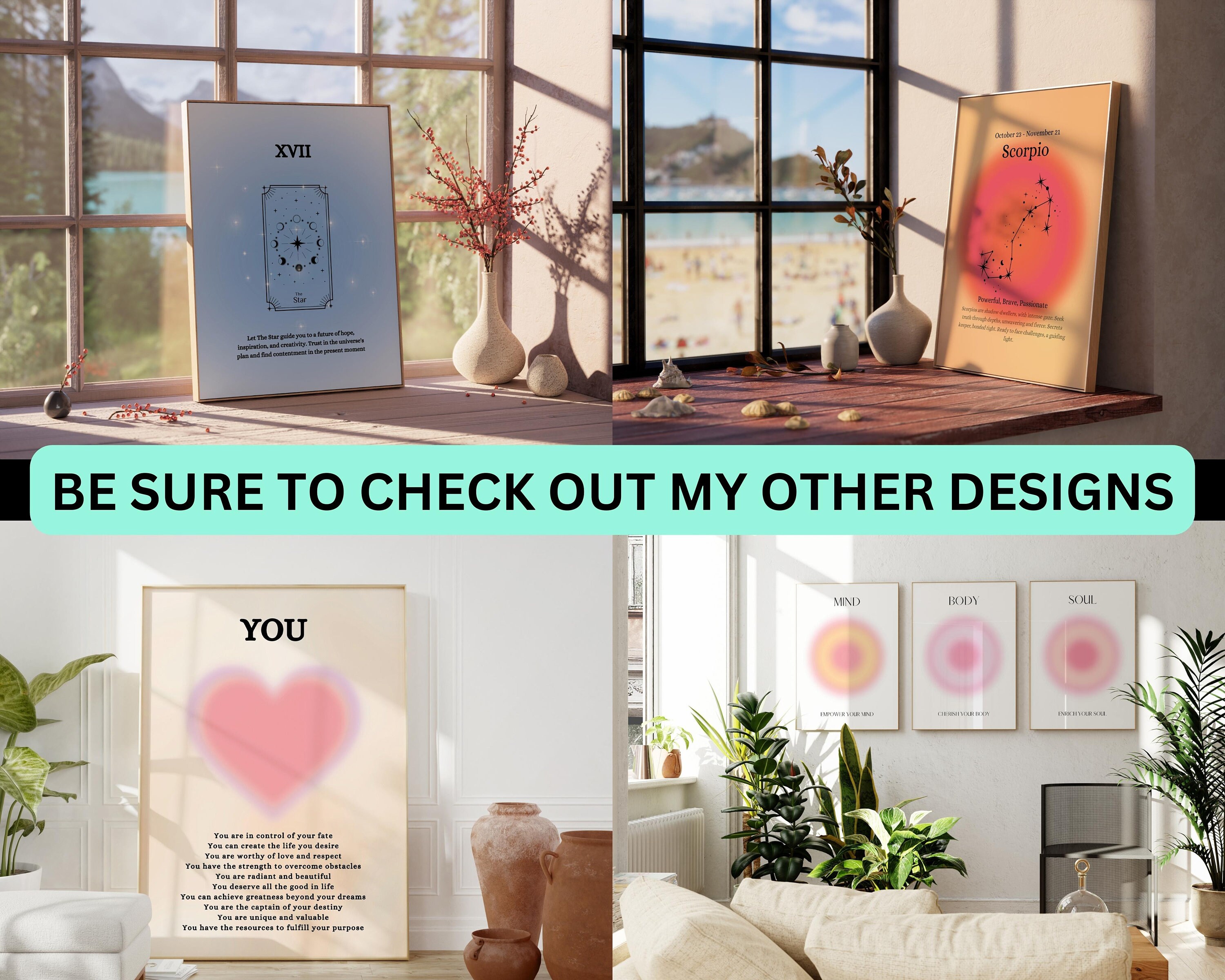 The Star Positive Spiritual Poster, Affirmation Wall Quote, Tarot Card ...