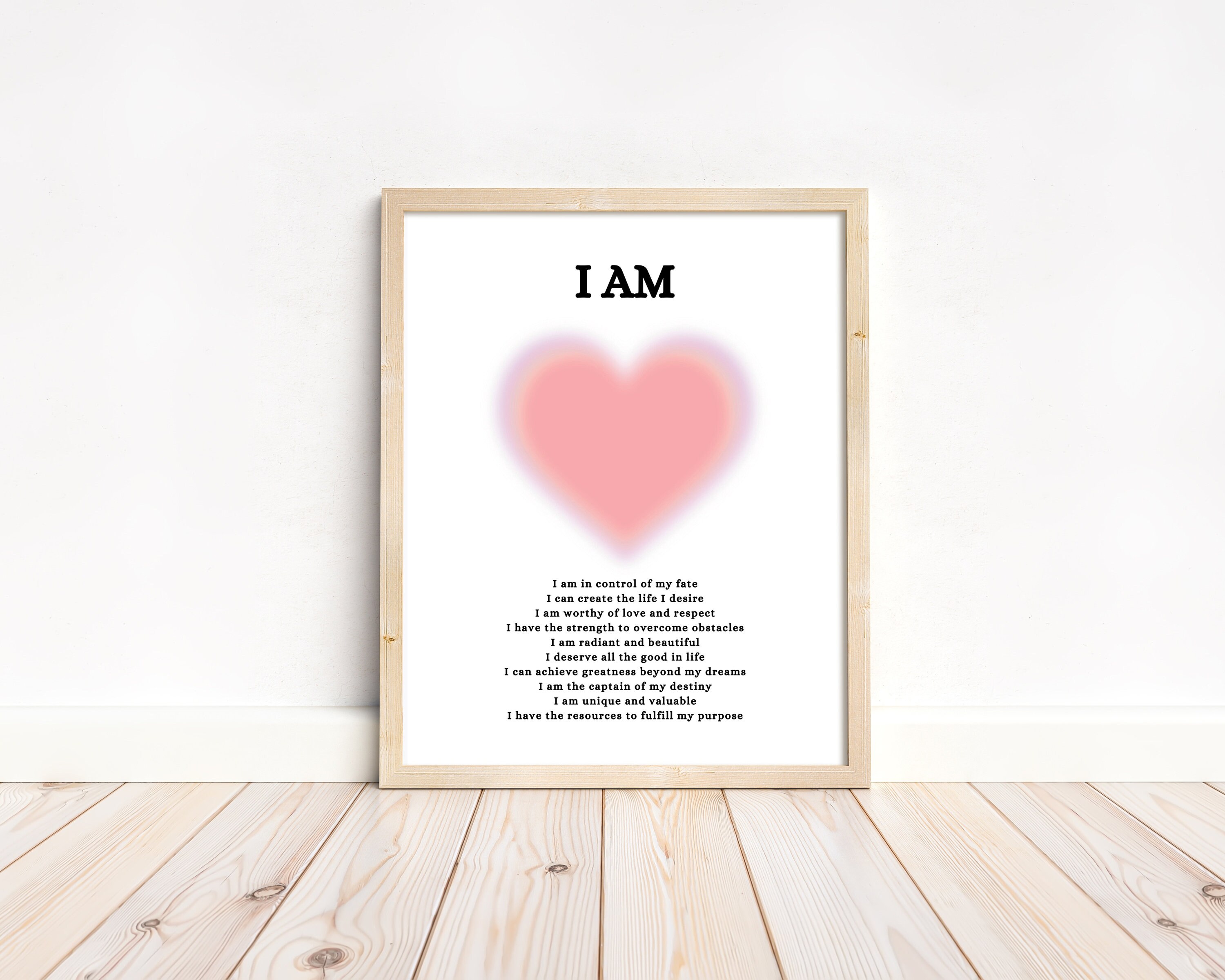 Printable Affirmation Quotes, Positive Aura Heart Wall Art, Pink Retro ...