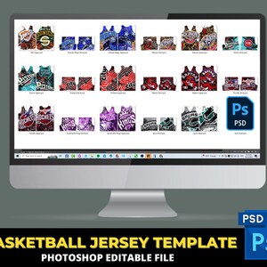 Full Sublimation Editable Basketball Jersey Template | Photoshop Format ...