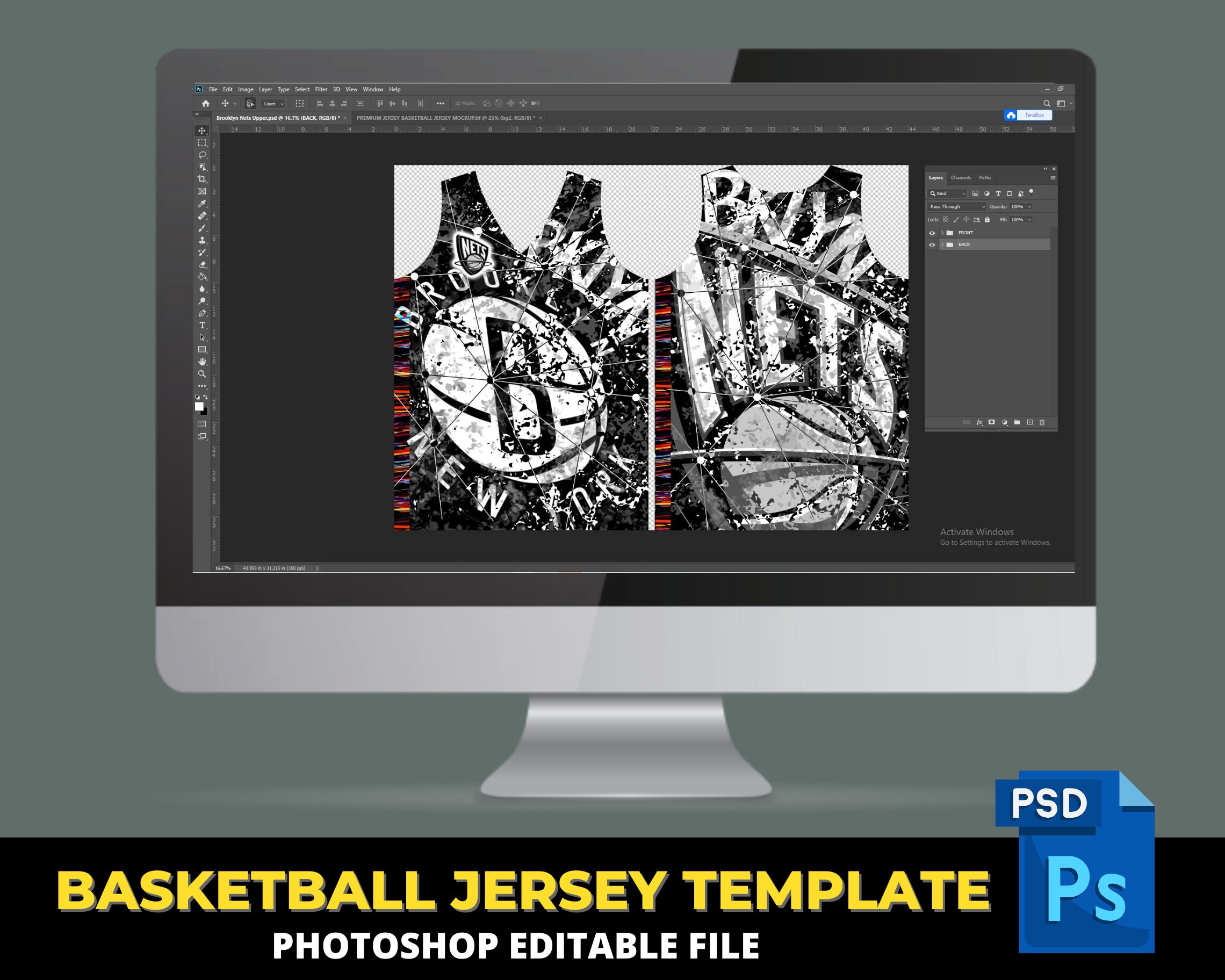 Editable Basketball Jersey Template: Coreldraw & Photoshop (digital ...