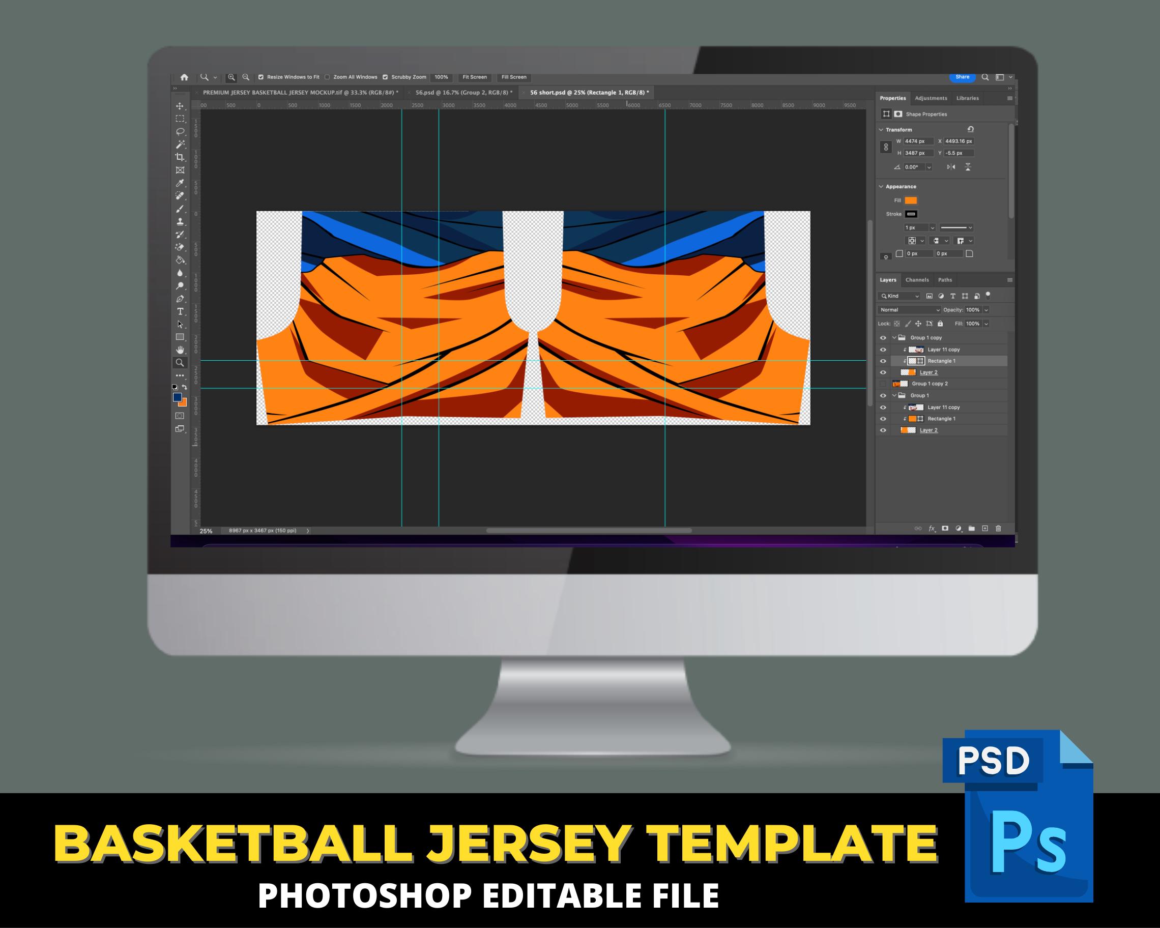 Full Sublimation Editable Basketball Jersey Template | Photoshop Format ...
