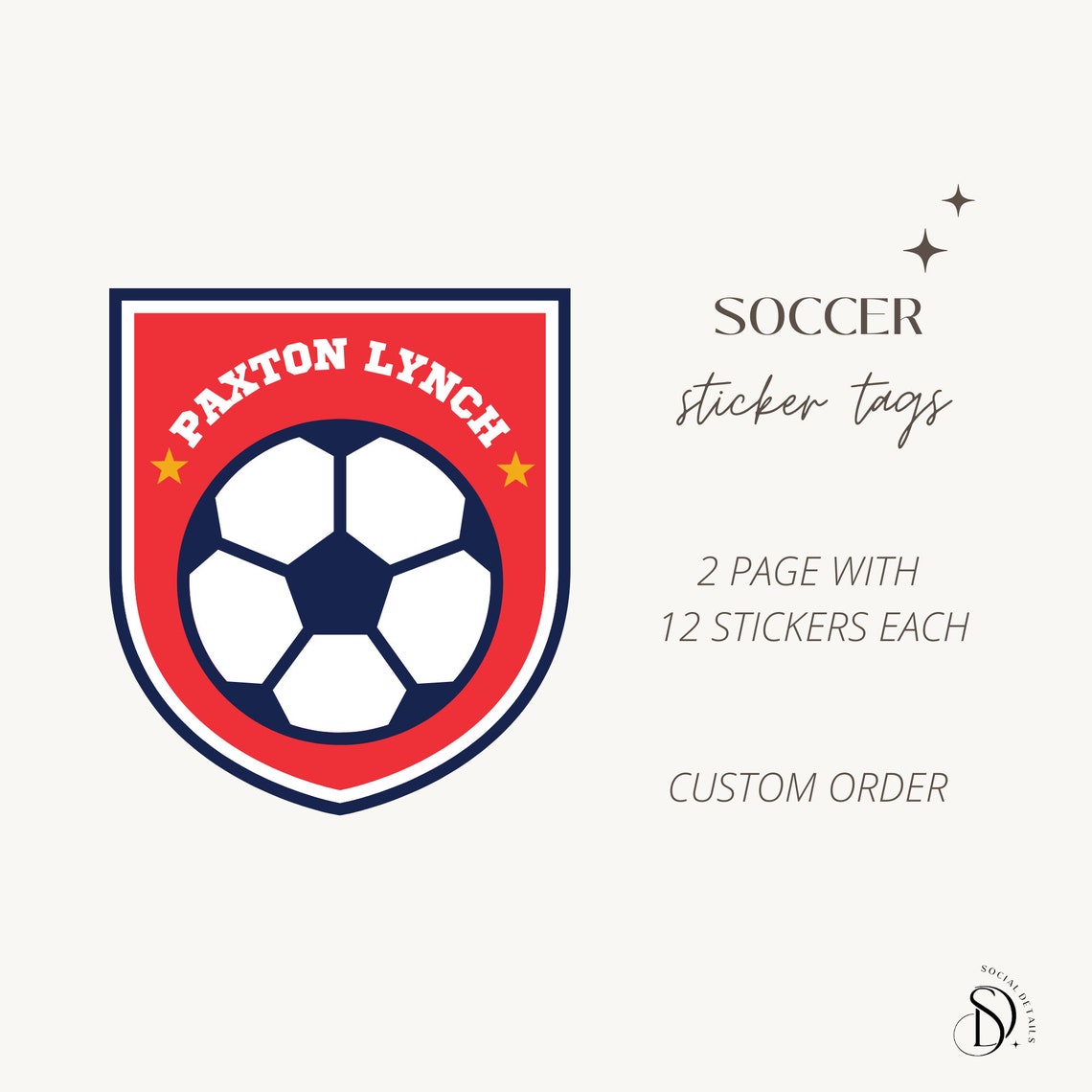 Soccer Stickers, Name Stickers, Sticker Tags, Custom Stickers ...