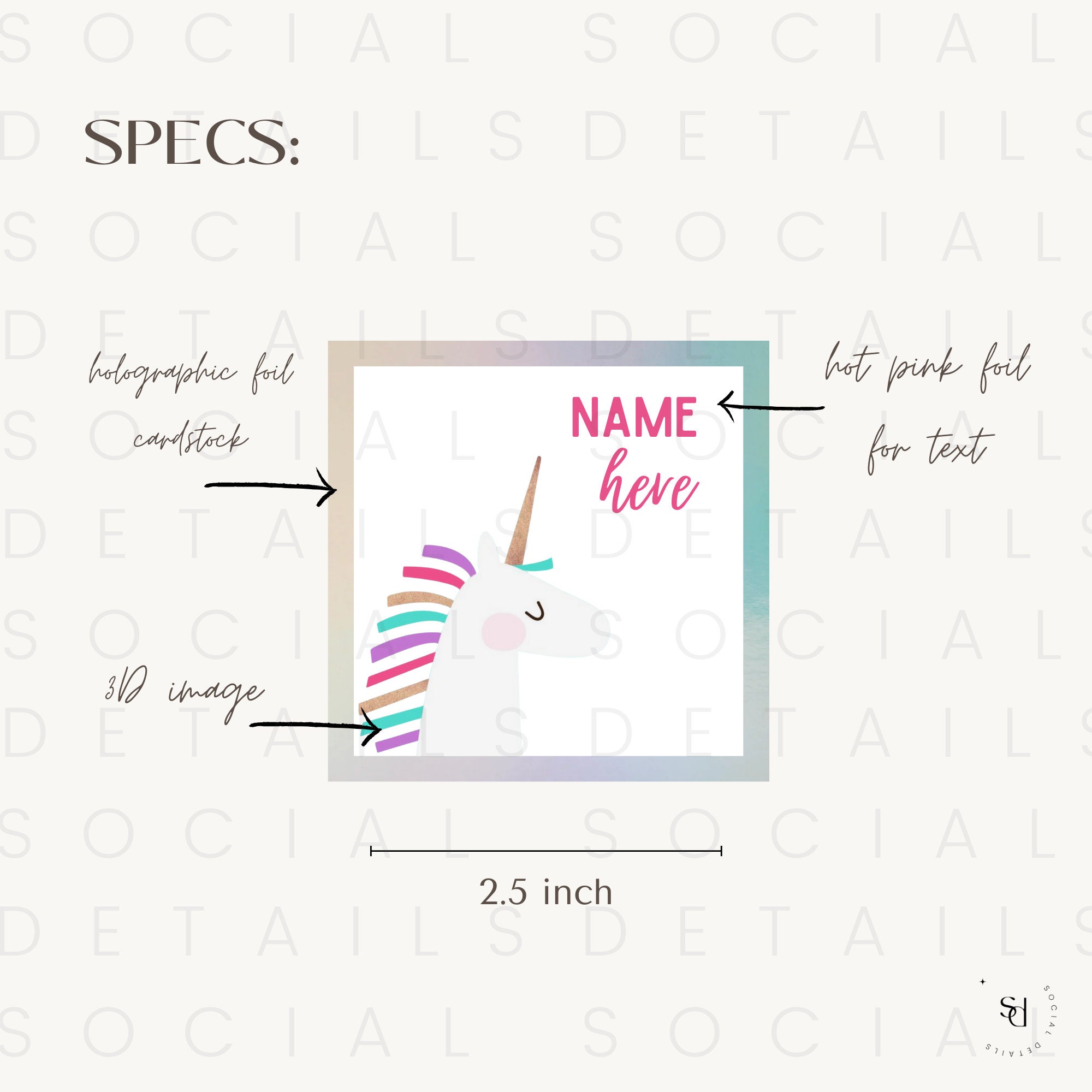 Unicorn 3D Gift Tags, Custom Gift Tags, Personalized 3D Gift Tags ...