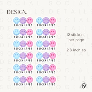 Birthday Stickers Happy Face Stickers Custom Stickers for Kids Name ...