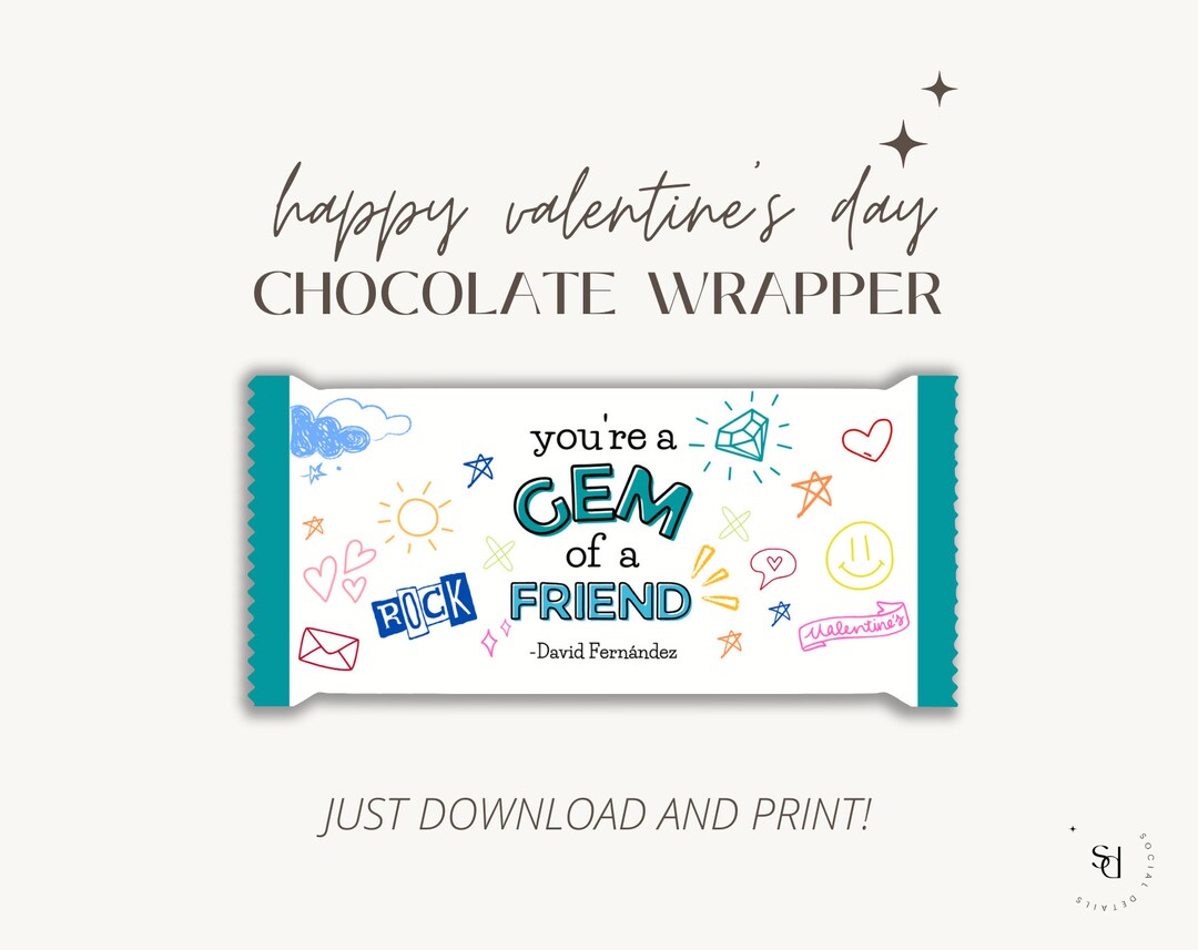 Valentines Candy Bar Wrapper, Classroom Gifts, Valentines Party Favors ...