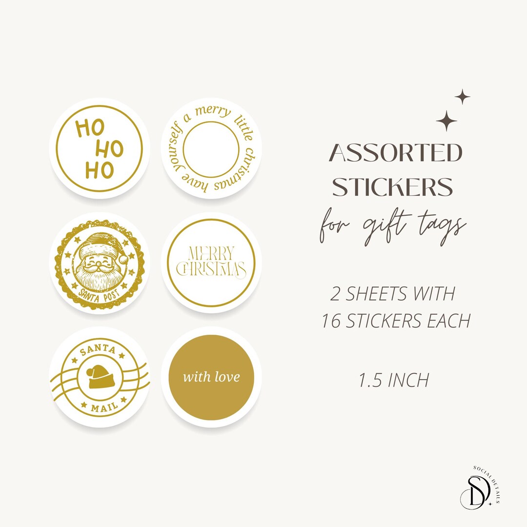 Stickers for Gift Tags, Stickers With Gold Foil, 1.5 Inch Stickers ...