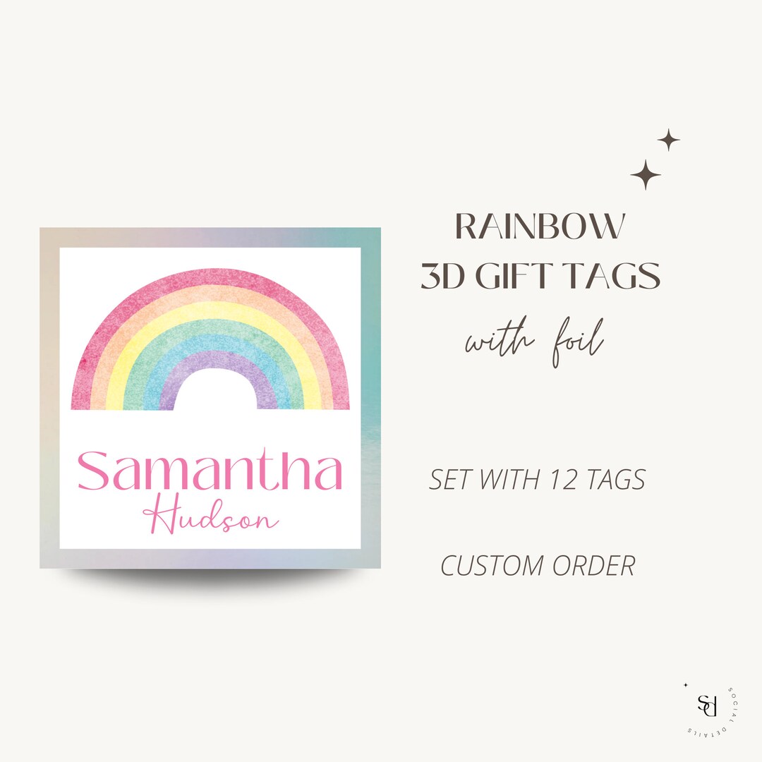 Personalized Rainbow Gift Tags: 3D Name Tags With Foil (set of 12) - Etsy