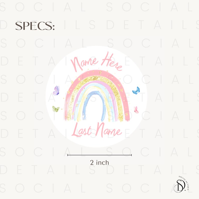 Personalized Rainbow Birthday Stickers: Glossy Name Labels - Etsy