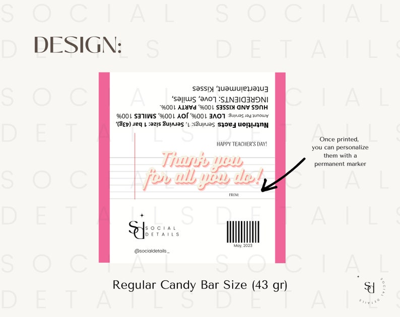 Teachers Day Chocolate Wrapper, Printable Chocolate Wrapper, INSTANT ...