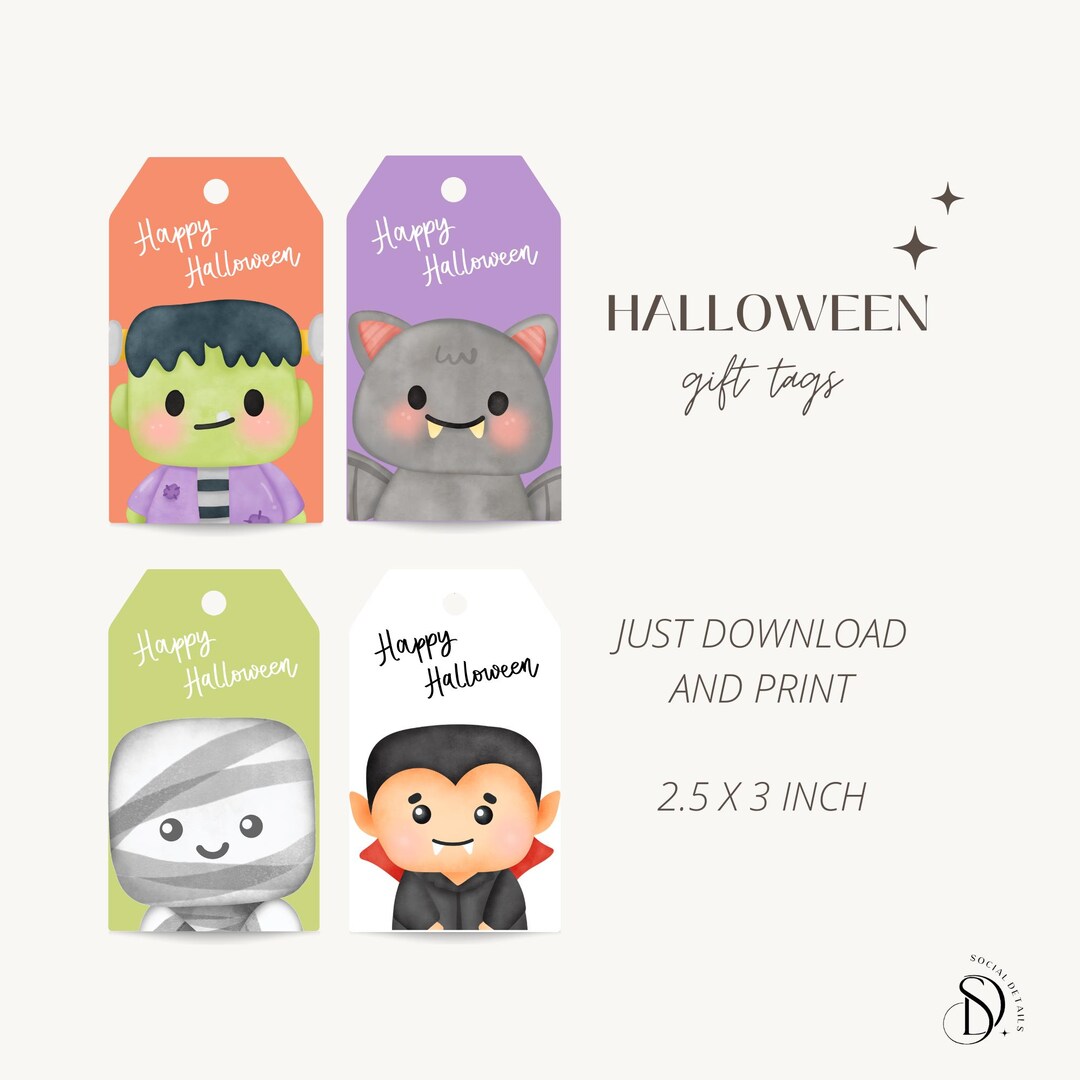 Halloween Favor Tags, Trick or Treat Favor Tags, Treat Bags, Printable ...