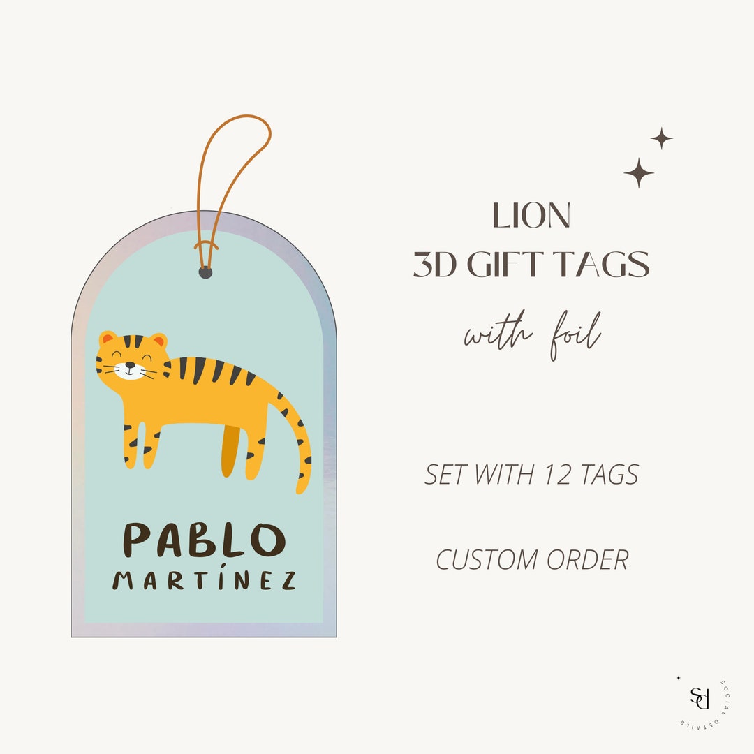 Personalized Lion Gift Tags: 3D Arched Name Tags (set of 12) - Etsy