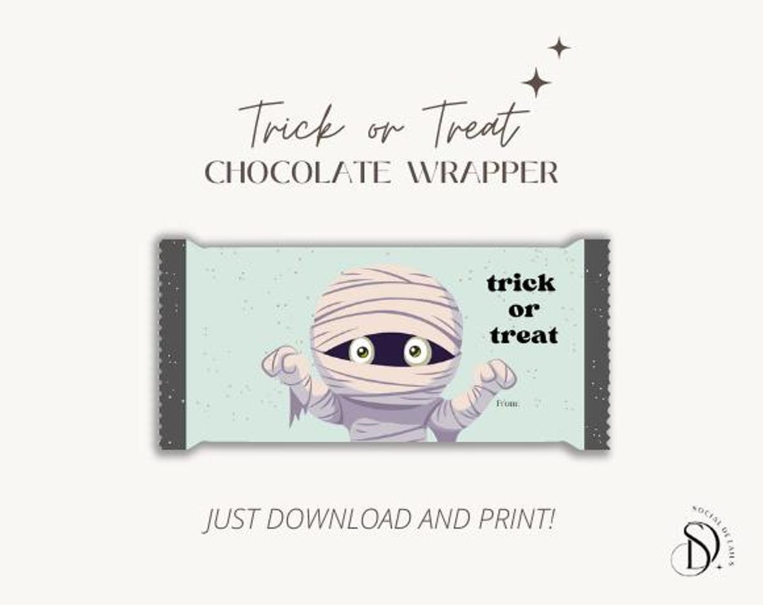 Halloween Candy Bar Wrapper, Halloween Treat Bag Topper, Halloween ...