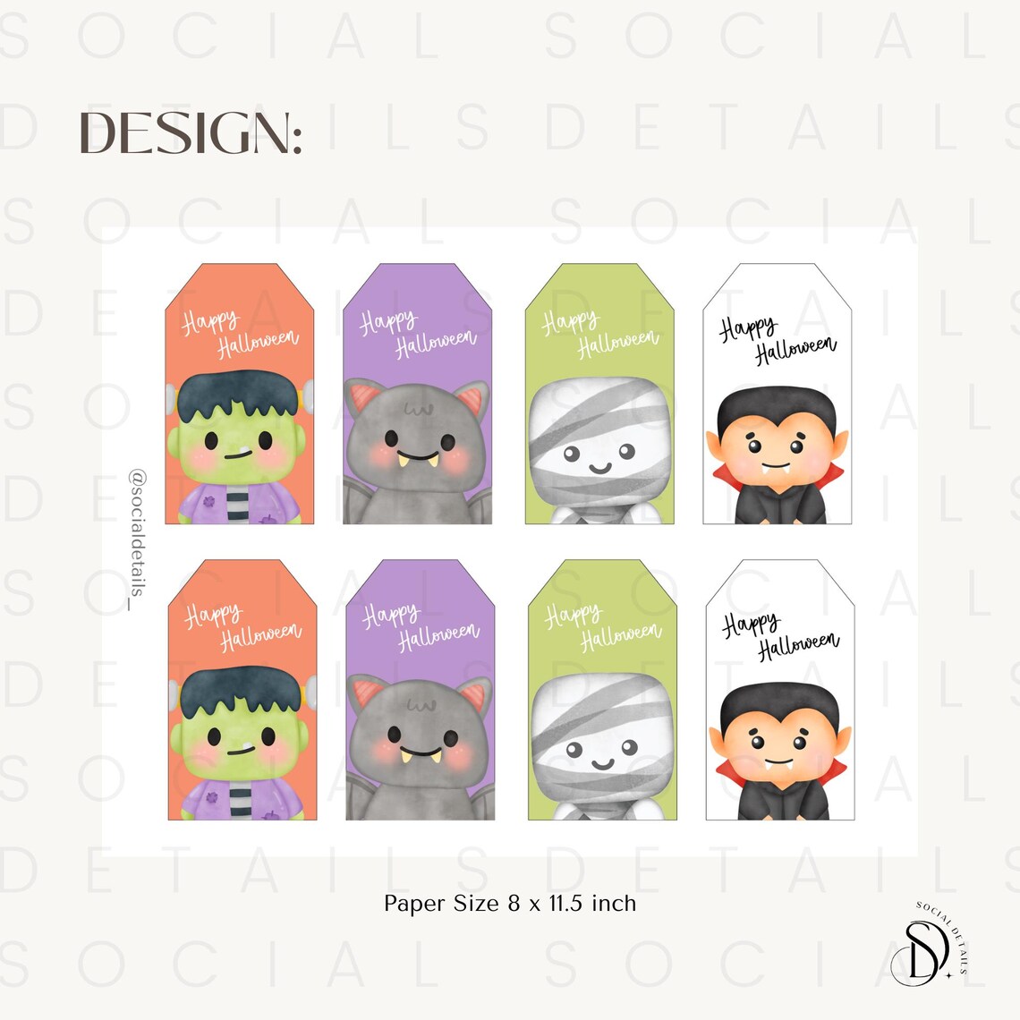 Halloween Favor Tags, Trick or Treat Favor Tags, Treat Bags, Printable ...