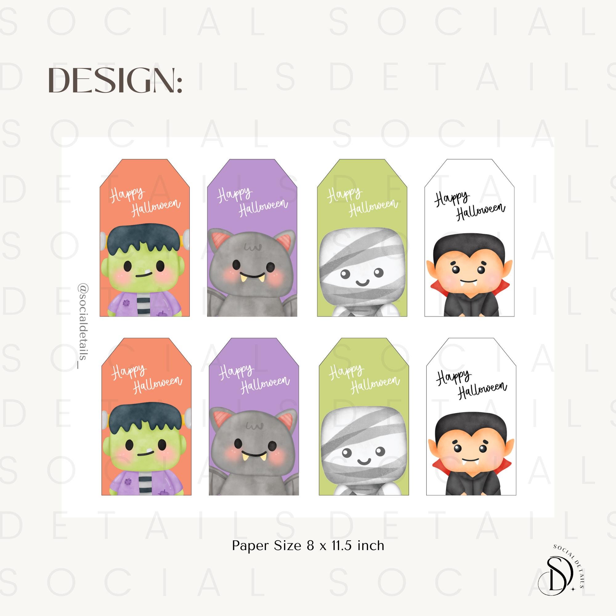 Halloween Favor Tags, Trick or Treat Favor Tags, Treat Bags, Printable ...