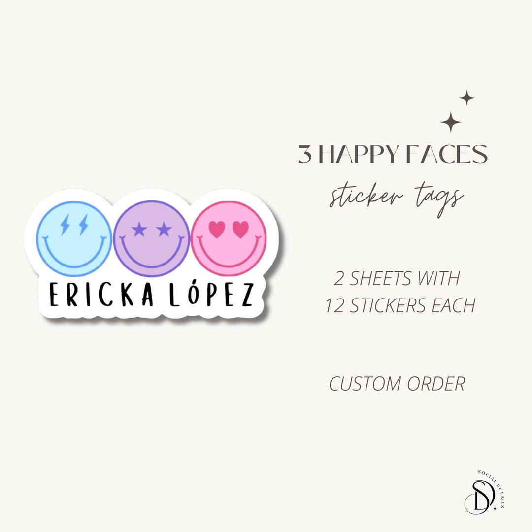 Birthday Stickers Happy Face Stickers Custom Stickers for Kids Name ...