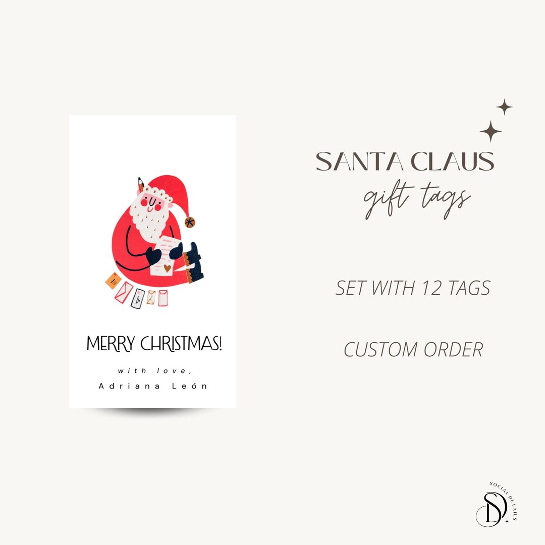 Custom Christmas Tags Personalized Christmas Gift Tags Set of 12 Santa ...
