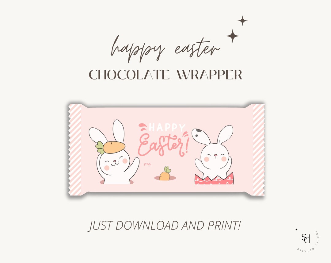 Easter Chocolate Wrapper, Printable, Chocolate Wrapper, INSTANT ...