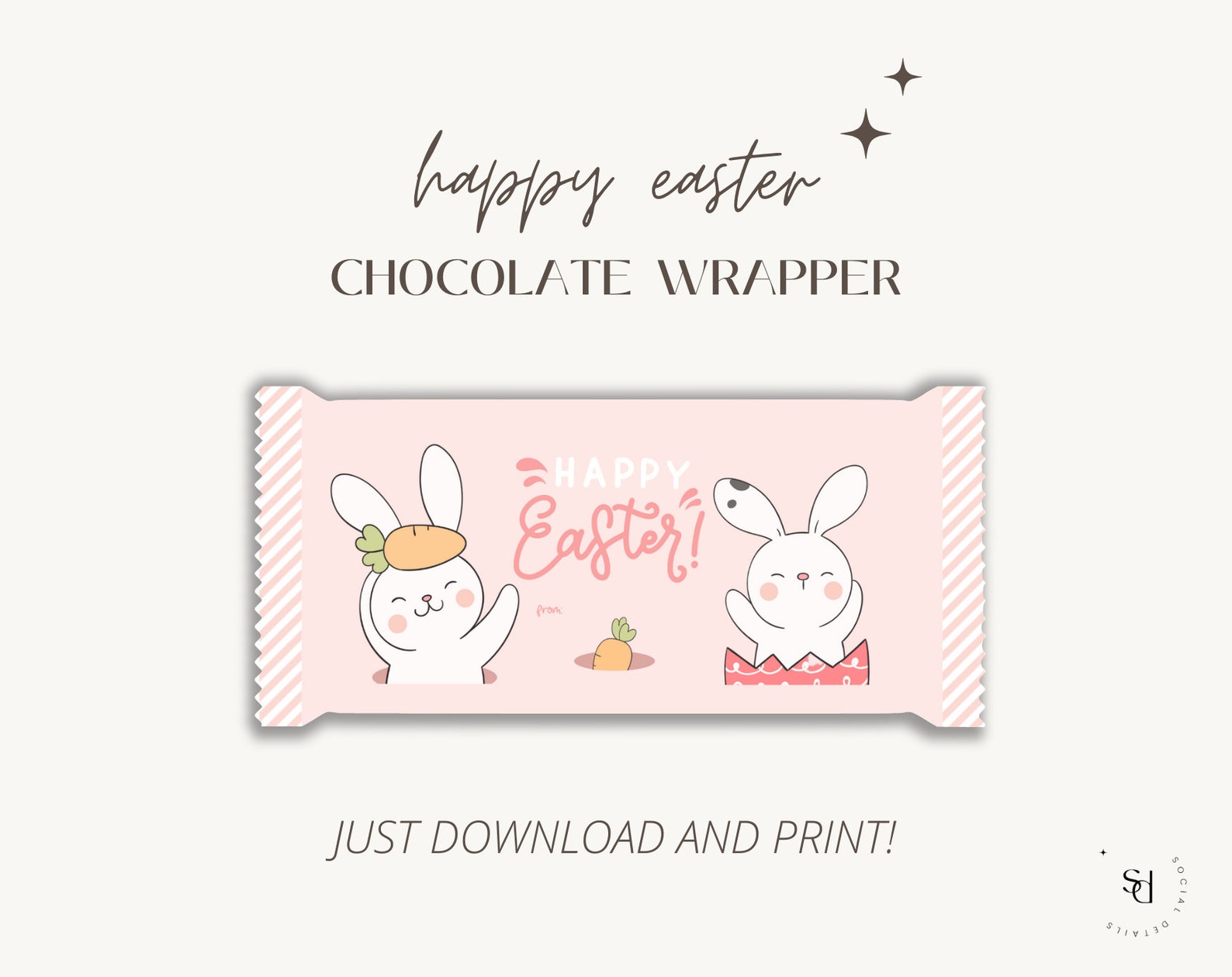 Easter Chocolate Wrapper, Printable, Chocolate Wrapper, INSTANT ...