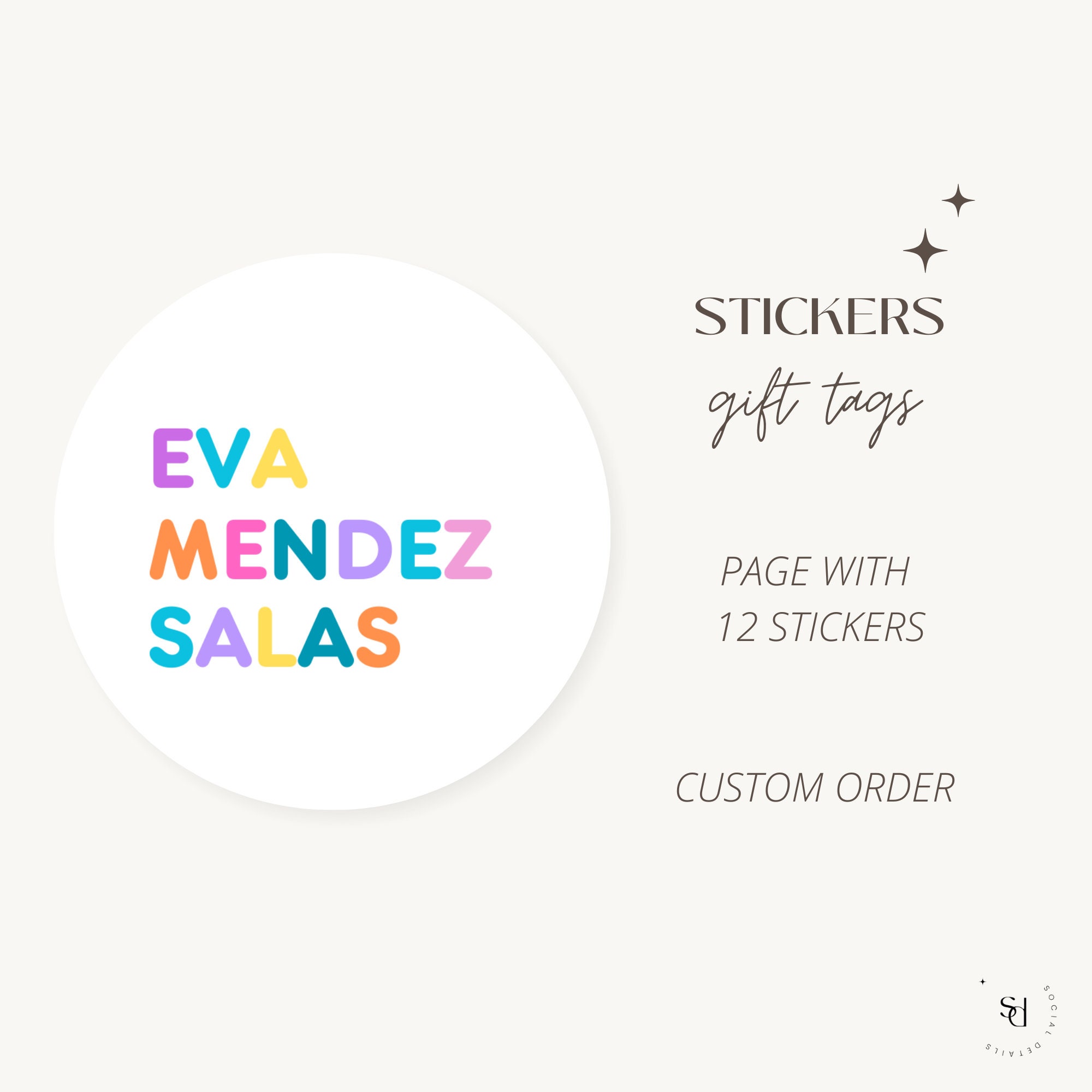 Personalized Name Sticker Tags, Name Stickers, Name Labels, Glossy ...