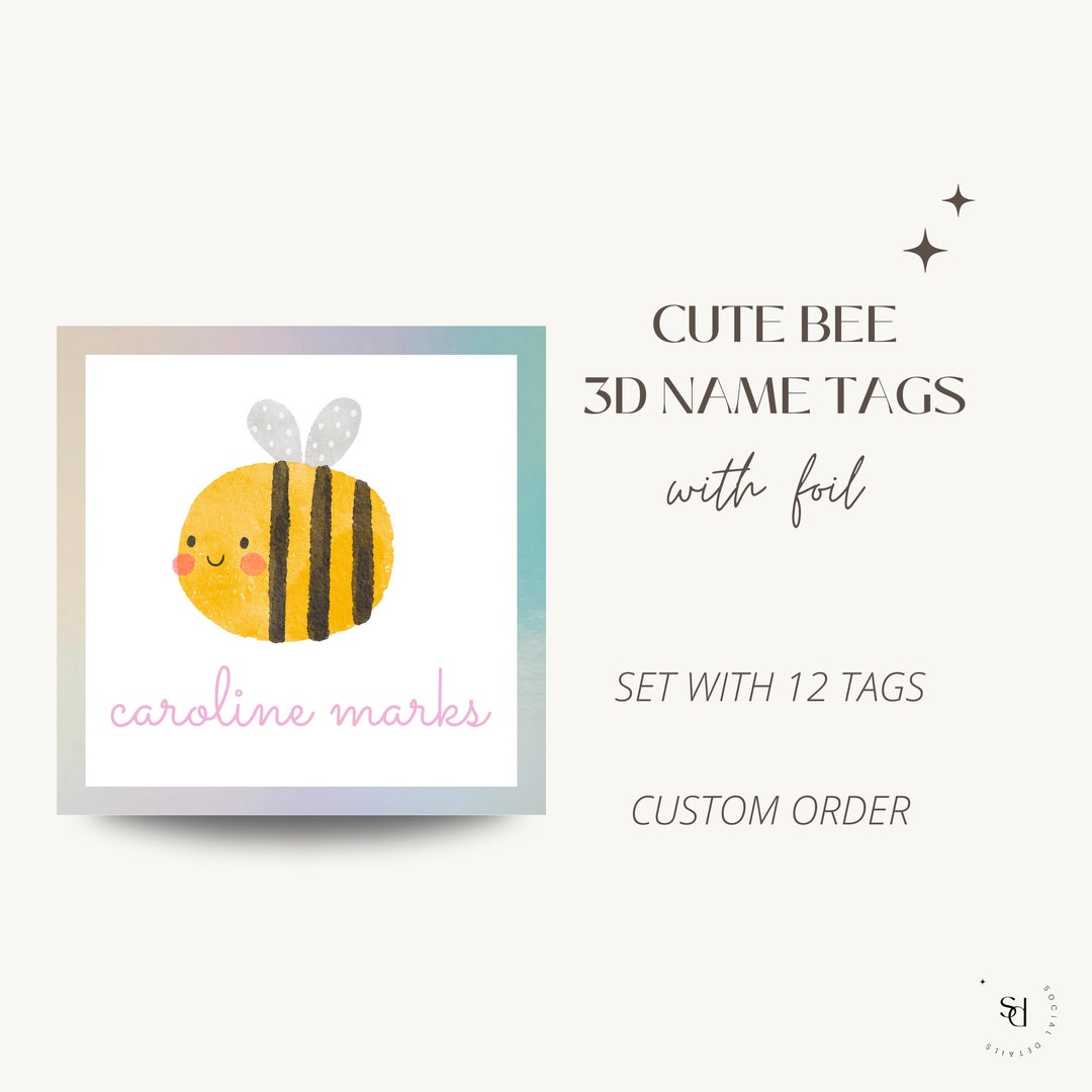Personalized Bee Gift Tags: 3D Name Tags With Pink Foil (set of 12) - Etsy