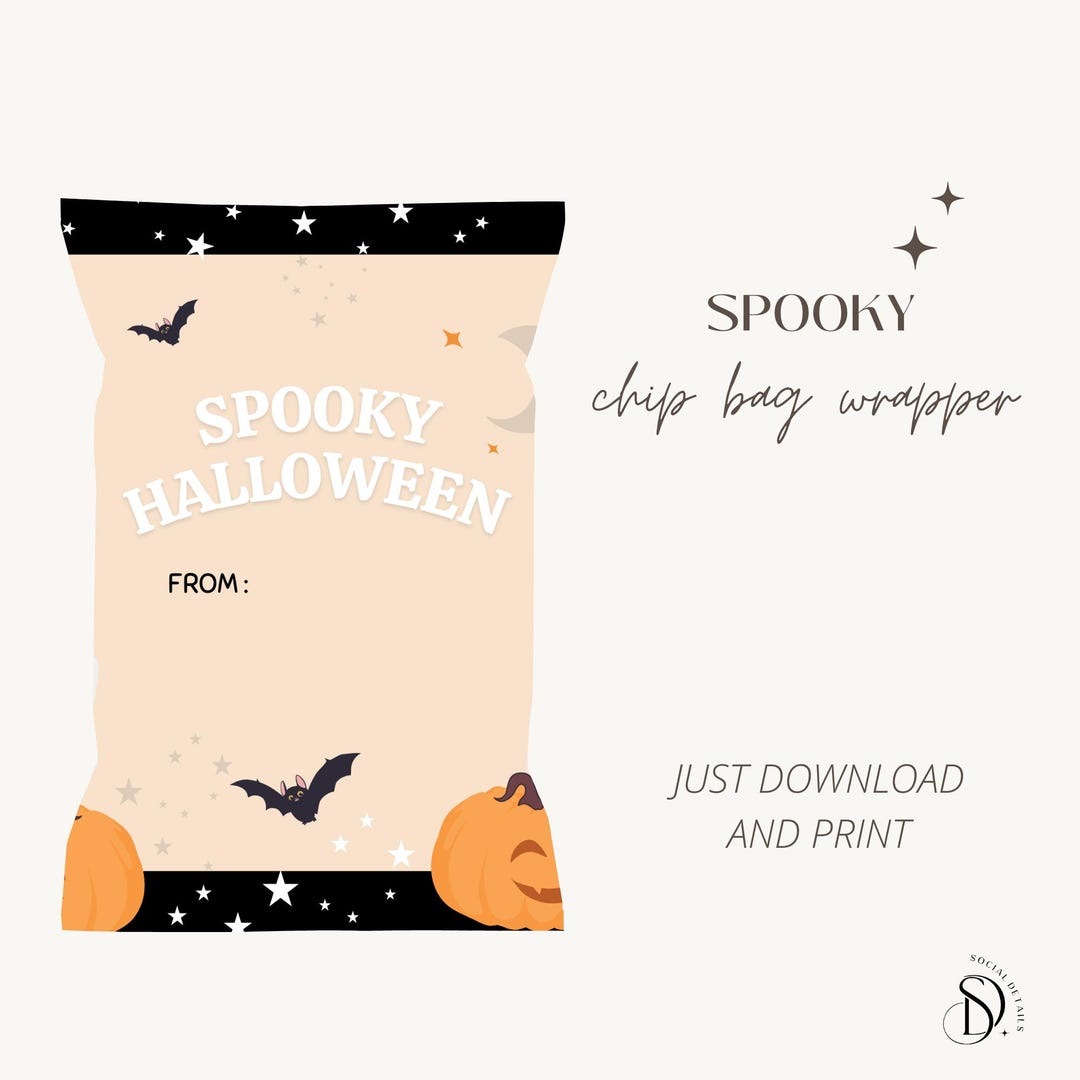 Spooky Halloween Chip Bag Wrapper: Party Favor (instant Download) - Etsy